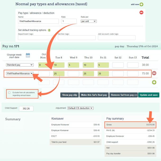 Creating a Taxable Wet Weather Allowance Custom Pay Type